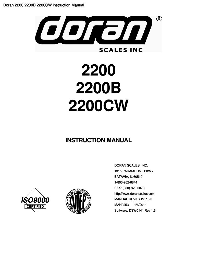 Doran 2200 2200B 2200CW instruction manual PDF - The Checkout Tech - Store