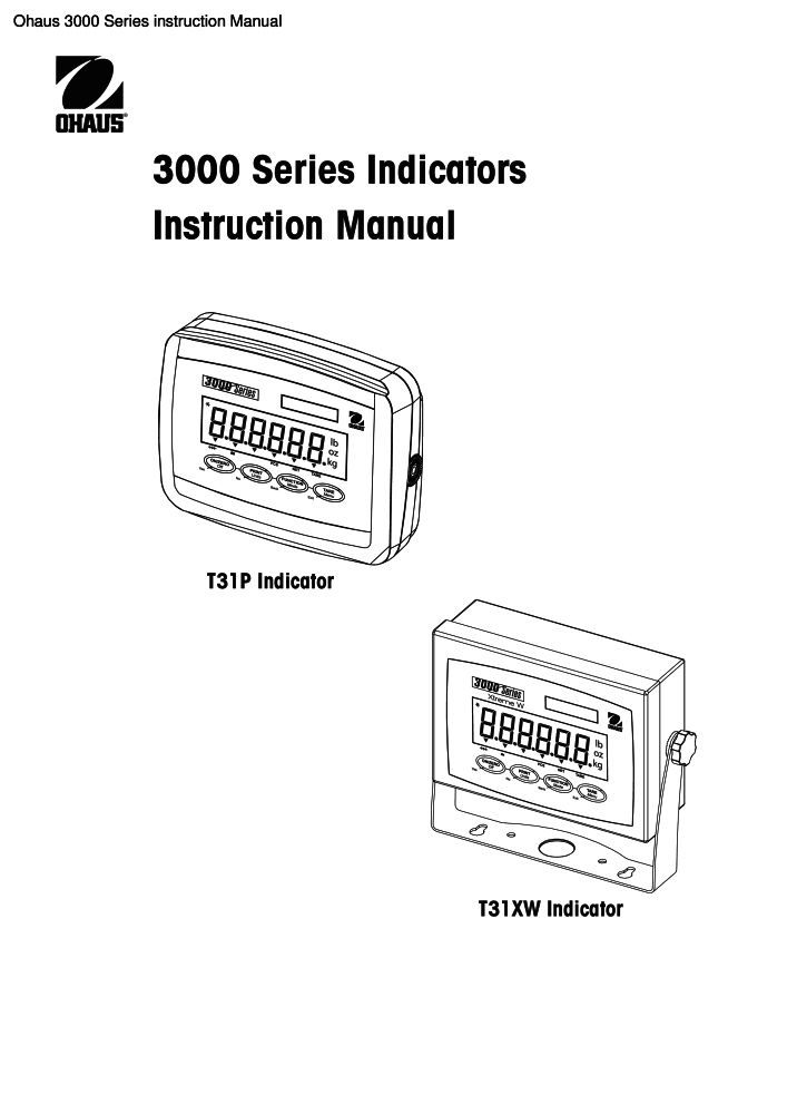 Ohaus 3000 Series with T31P and T31XW Indicator instruction manual PDF ...