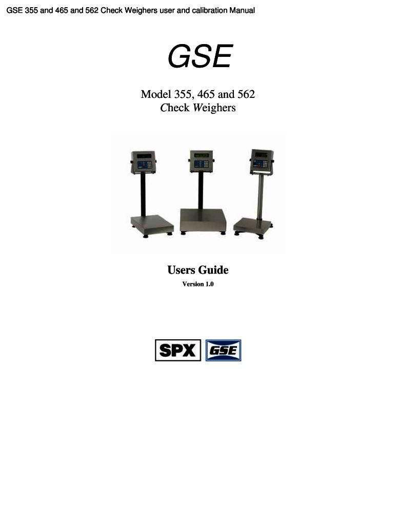 GSE 355 and 465 and 562 Check Weighers user and calibration manual PDF ...