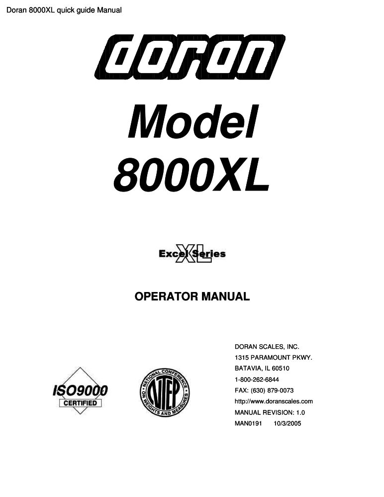 Doran 8000XL quick guide manual PDF - The Checkout Tech - Store