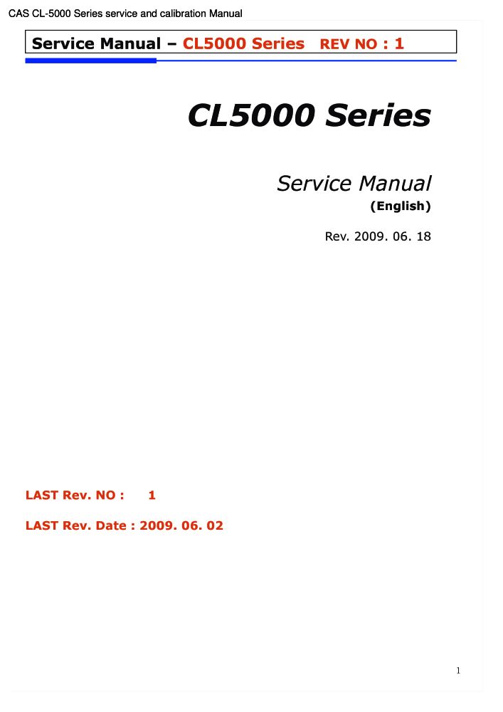 CAS CL-5000 Series service and calibration manual PDF - The Checkout ...
