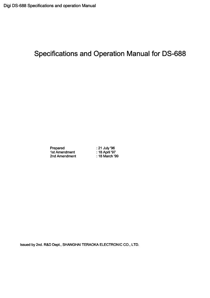 Digi DS-688 Specifications and operation manual PDF - The Checkout Tech ...