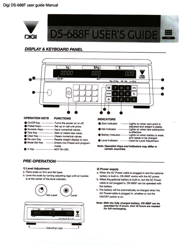 Digi DS-688F user guide manual PDF - The Checkout Tech - Store