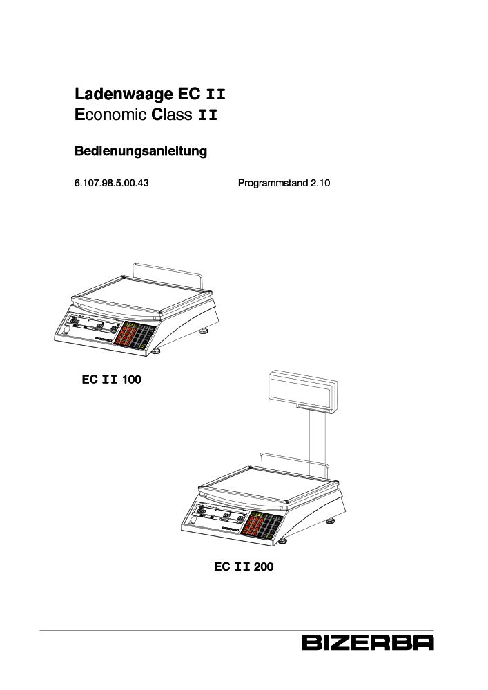 Bizerba EC-II 100 and EC-II 200 v2.1 user GERMAN manual PDF - The ...