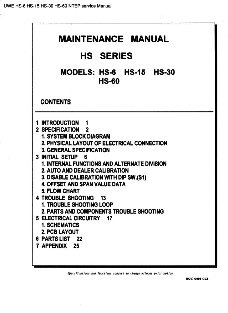 UWE HS-6 HS-15 HS-30 HS-60 NTEP service manual PDF - The Checkout Tech ...