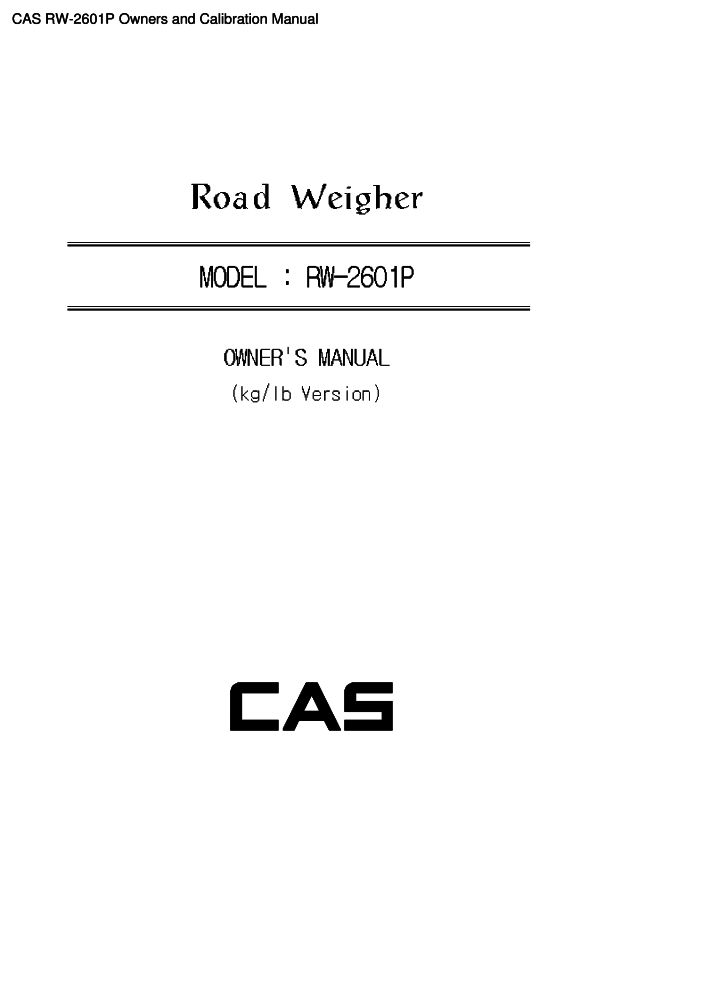 CAS RW-2601P Owners and Calibration manual PDF - The Checkout Tech - Store