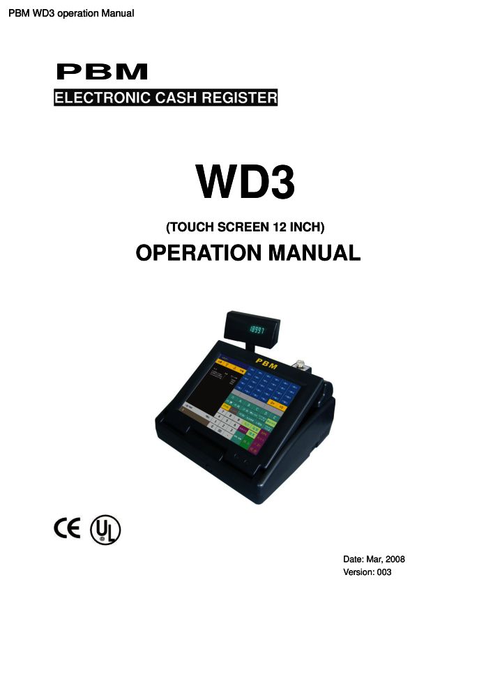 PBM WD3 operation manual PDF - The Checkout Tech - Store