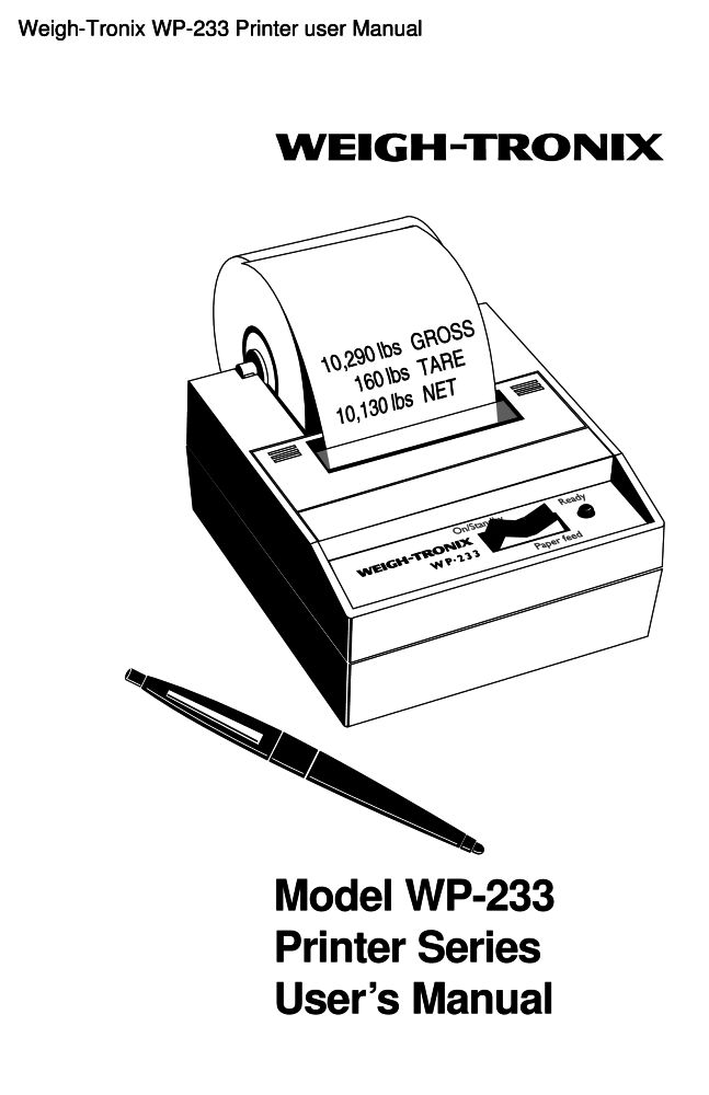 Weigh-Tronix WP-233 Printer user manual PDF - The Checkout Tech - Store